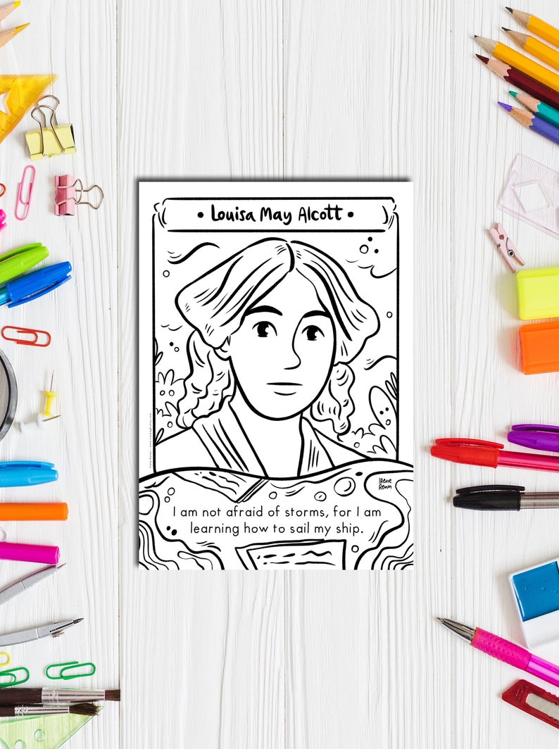 Louisa May Alcott Coloring Page: Women's History Month Printable (PDF ...