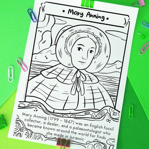 Printable Coloring Page MARY ANNING Paleontologist Women in Science ...