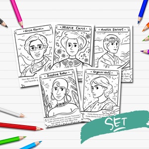 Women History Month Printable Coloring Pages Influential - Etsy