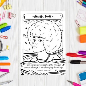 Angela Davis Coloring Page Printable Coloring Sheet of Activist Black ...