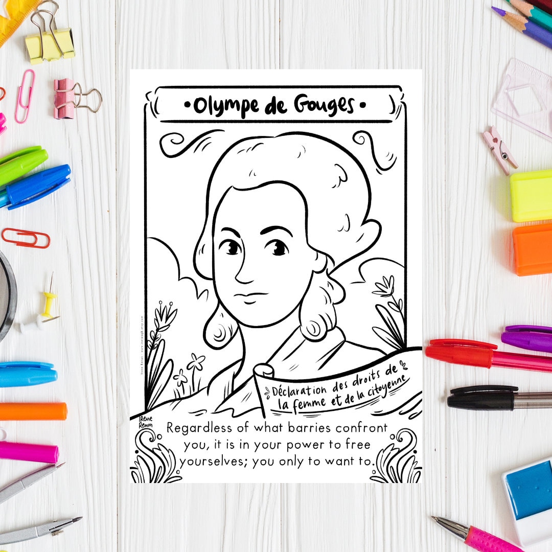 Printable Colouring Page Women History Month Olympe De Gouges Teacher ...