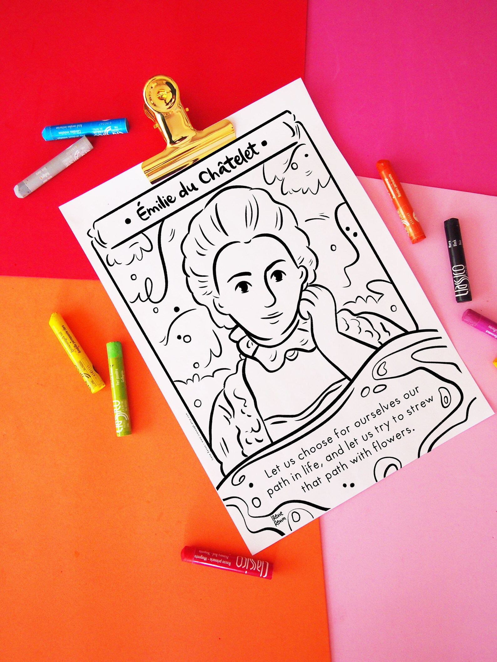 Printable Drawing Women in Math Emilie Du Chatelet Coloring Page Famous ...