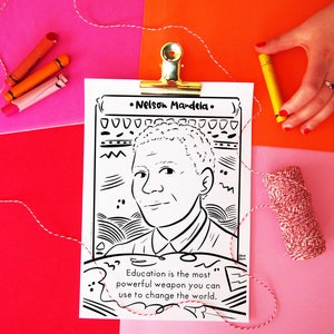 Nelson Mandela Coloring Page Black History Month Printable Drawing ...