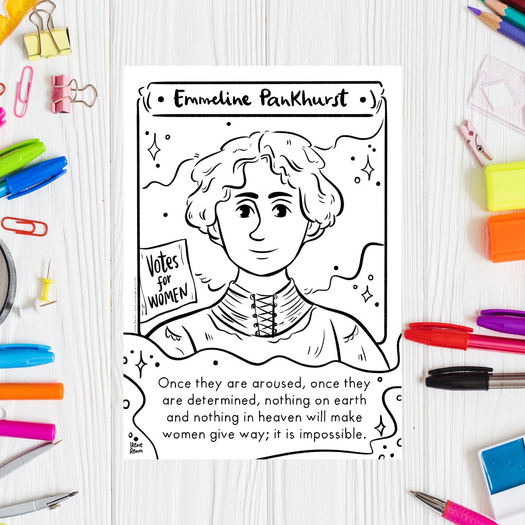 Emmeline Pankhurst Coloring Page Women History Month Girl Power ...