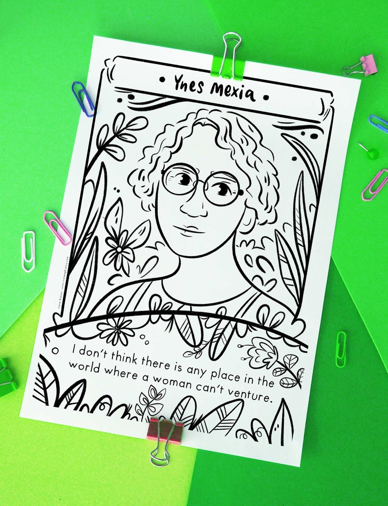 Hispanic Heritage Month Ynes Mexia Botanist Coloring Page - Etsy