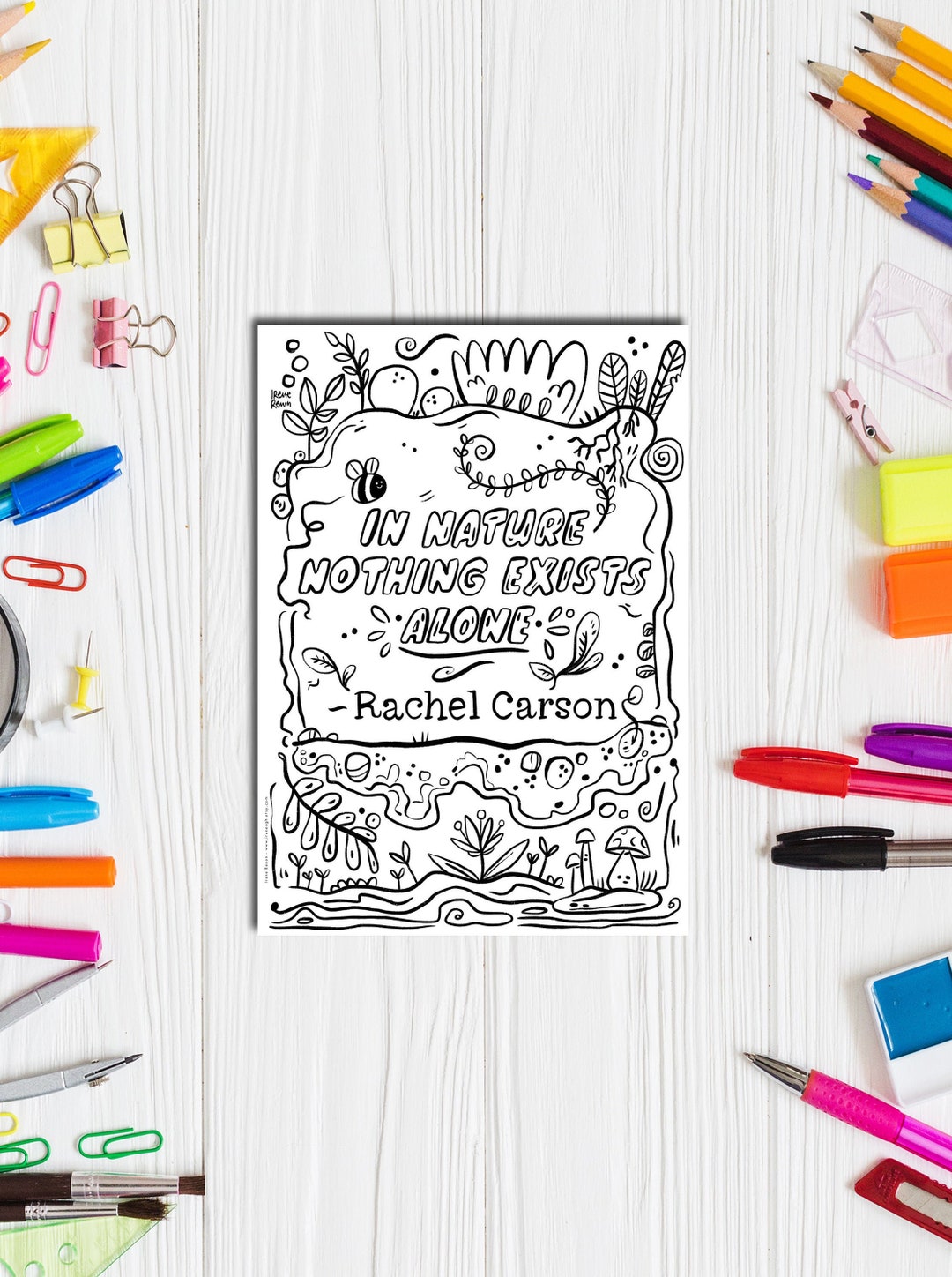 Earth Day Coloring Page Printable Inspiring Quote Coloring - Etsy
