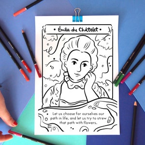 Printable Drawing Women in Math Emilie Du Chatelet Coloring Page Famous ...