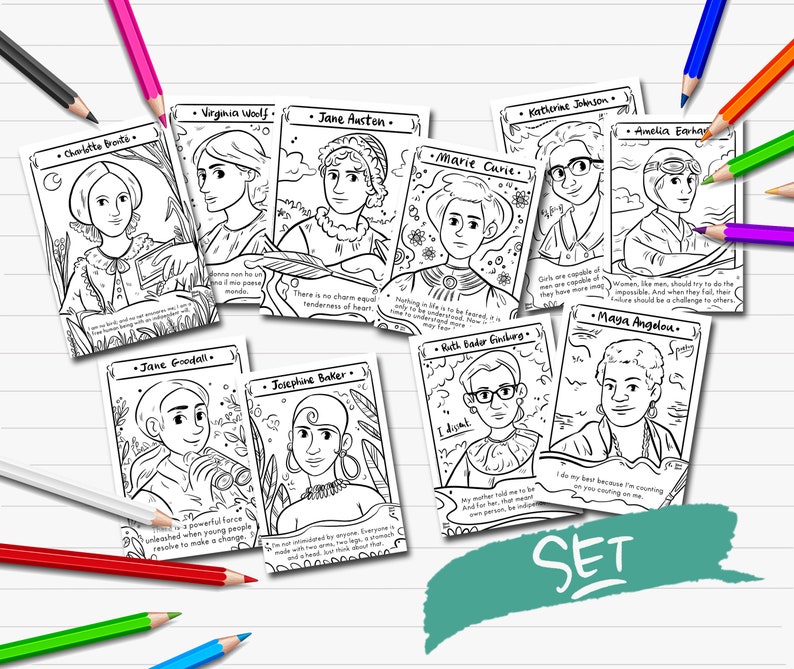 Women History Month Downloadable Coloring Pages Printable - Etsy