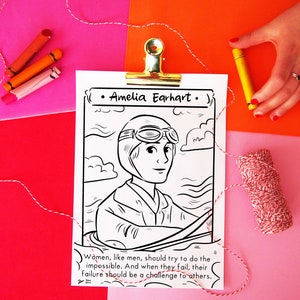 Amelia Earhart Coloring Page Women in History Printable Drawing Women ...