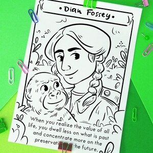 Women in Stem Coloring Page Dian Fossey Women in Science Quote Coloring ...