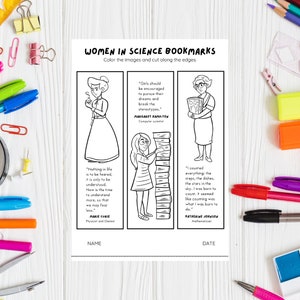 Women in Science Bookmark Printable Drawing for STEM Classroom Special ...