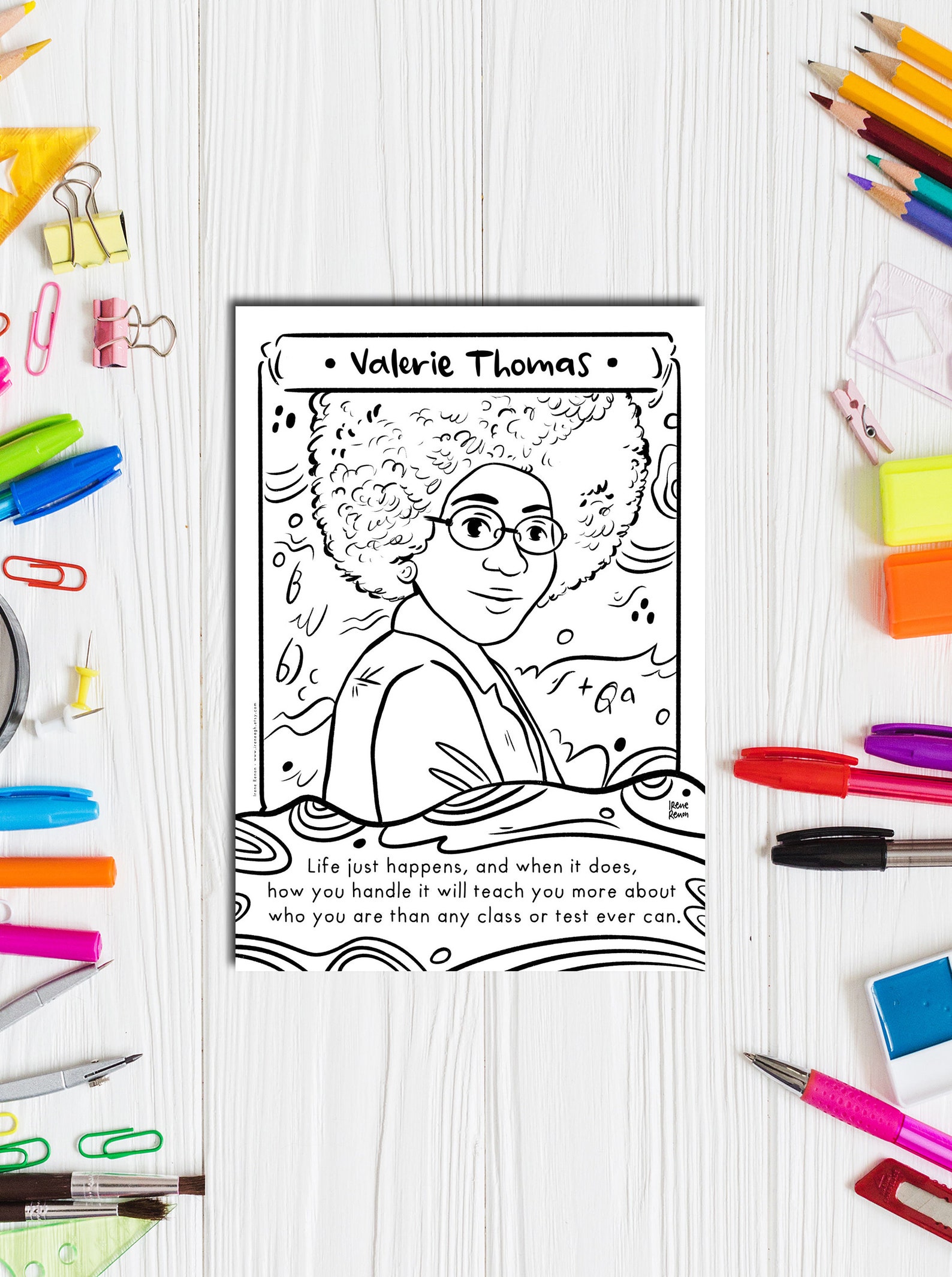 Science Coloring Page VALERIE THOMAS Coloring Page Women | Etsy