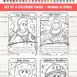 Women in Space Coloring Page Bundle Space Exploration Printable Drawing ...