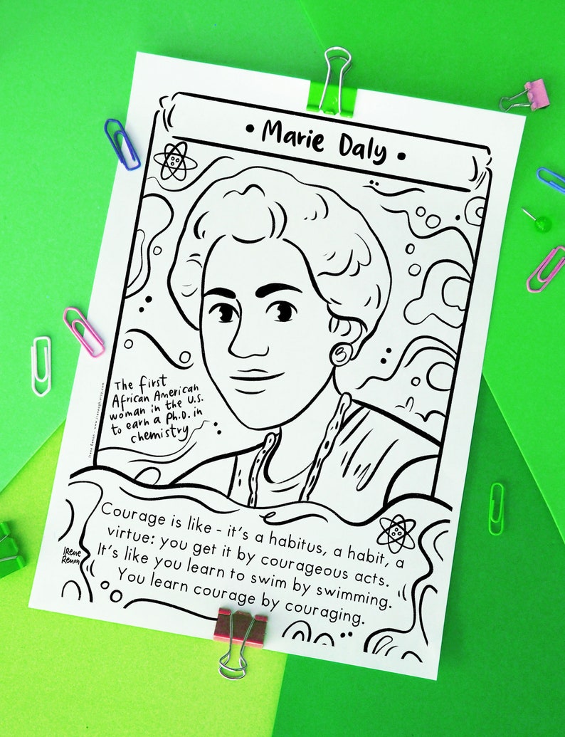 Transparent Coloring Page Famous Black Scientist Marie Daly - Etsy