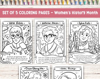 Women History Month Printable Coloring Pages Influential - Etsy