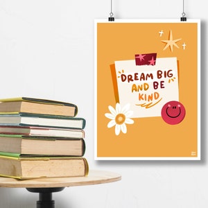 Dream Big Classroom Poster: 70s Style Nursery Decor (A4 Digital ...