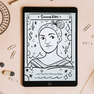 Coloring Page Simone Biles Women History Month Digital Coloring Page ...