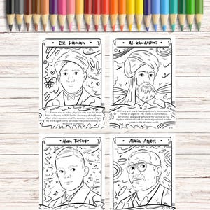 Famous Scientist Coloring Page Bundle Printable Drawing of Famous Male ...