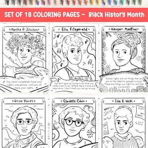 Black History Month Coloring Pages: 18 Influential Women (digital ...