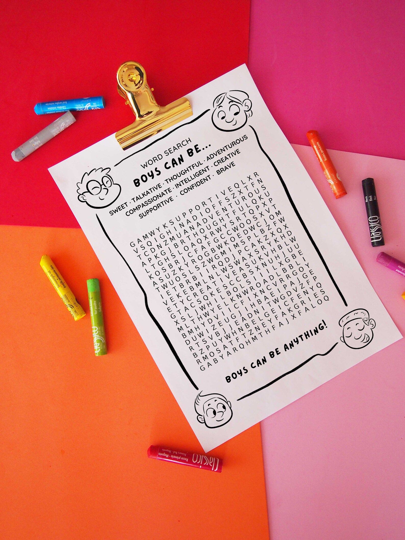 Emotional Intelligence Word Search: Boys Can Be Anything (printable ...