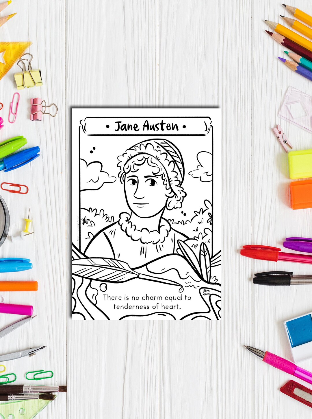 JANE AUSTEN Coloring Page Women in Literature Women - Etsy