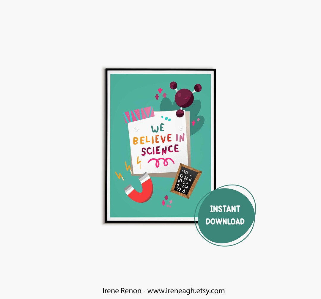 Science Classroom Poster Inspirational Wall Art STEM Lab Decor Middle ...