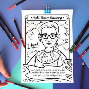 Ruth Bader Ginsburg Coloring Page RBG Printable Coloring Justice ...