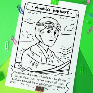 Printable Coloring Page Women History Month Amelia Earhart Bessie ...