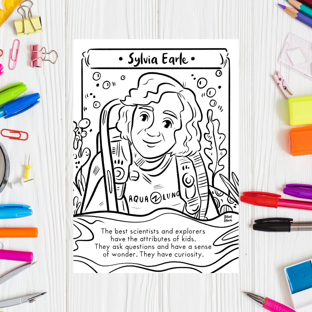 Sylvia Earle Coloring Page: Marine Conservation, Women in STEM ...