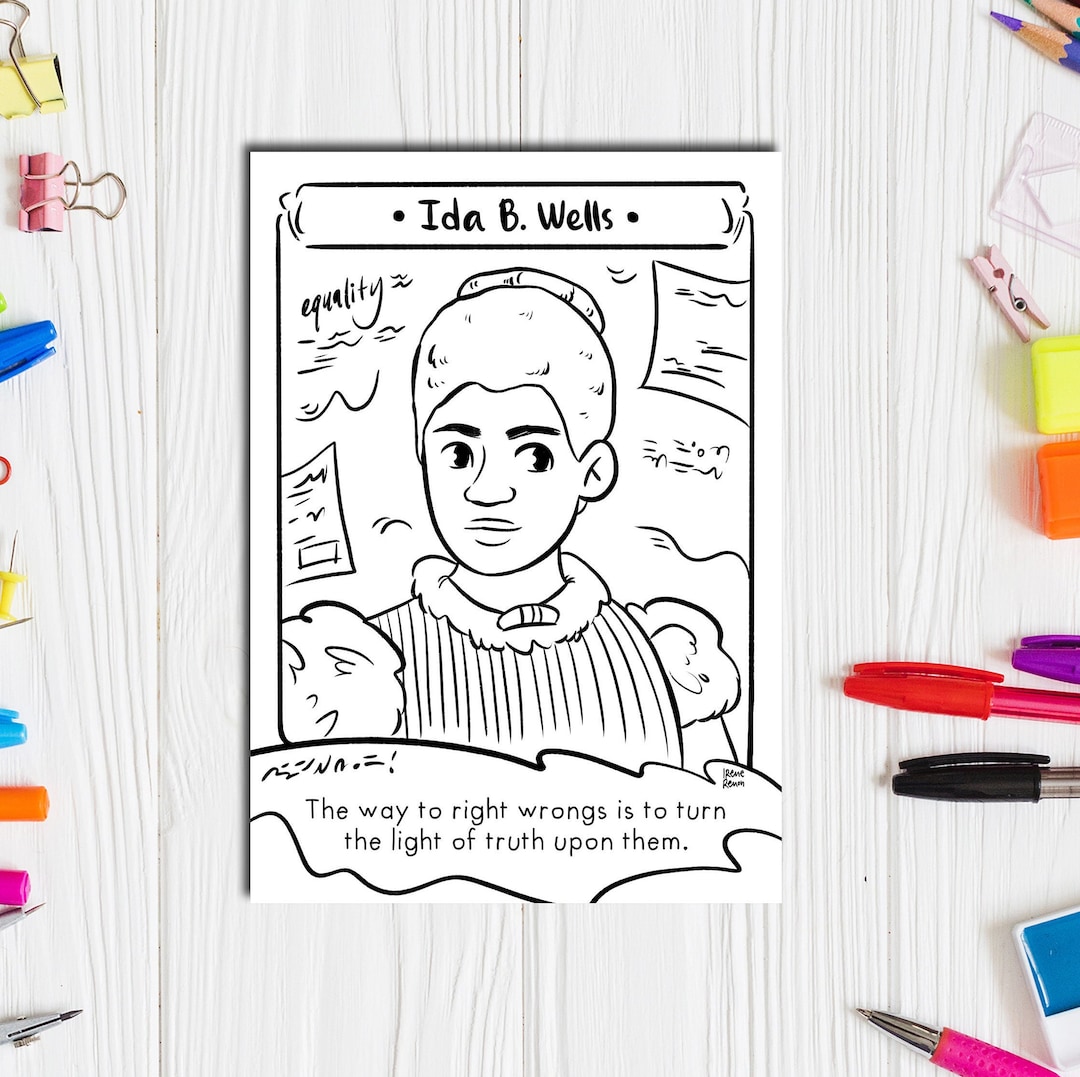 Black History Month Coloring Page IDA B WELLS Coloring Sheet - Etsy