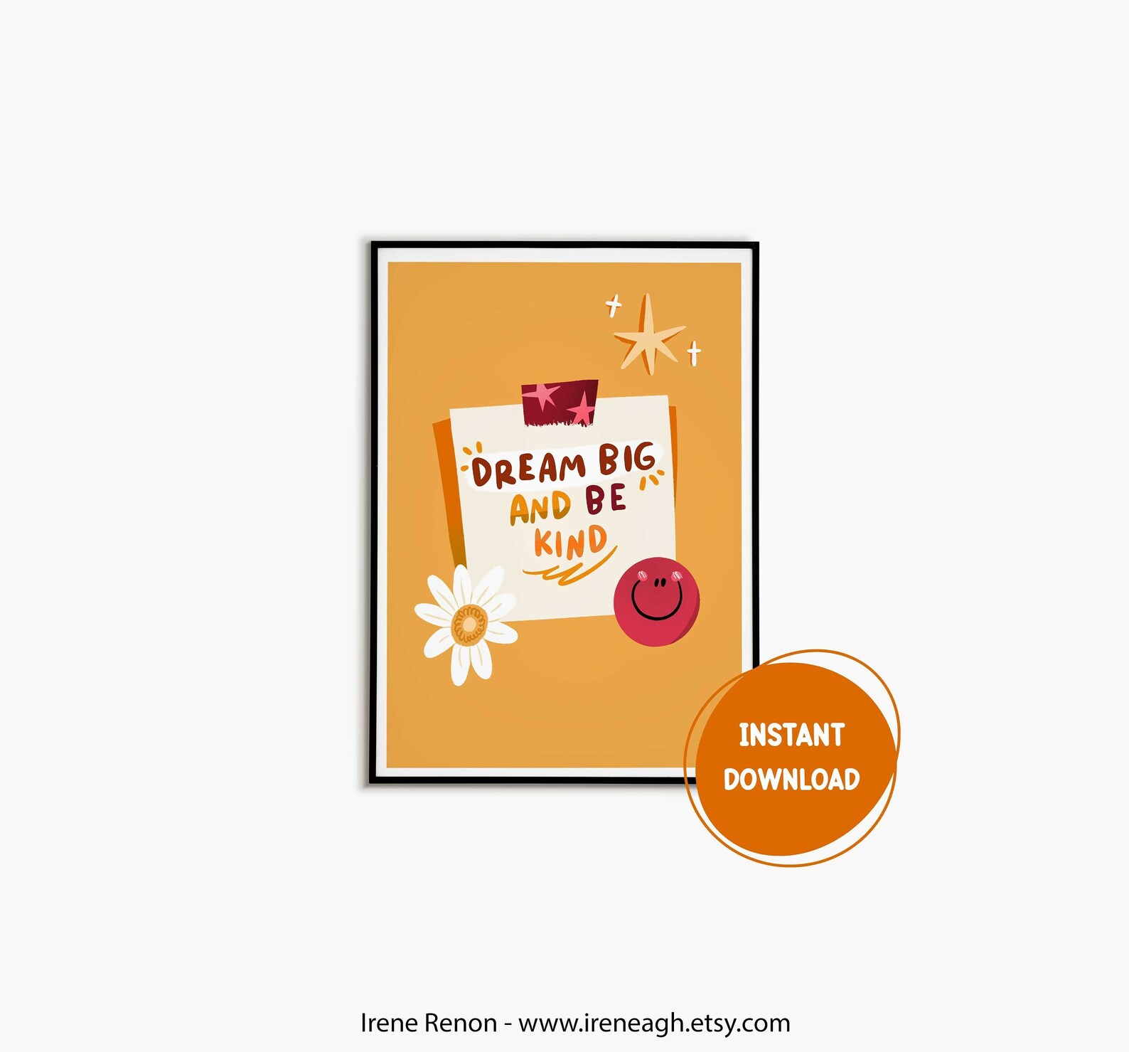 Dream Big Classroom Poster: 70s Style Nursery Decor (A4 Digital ...