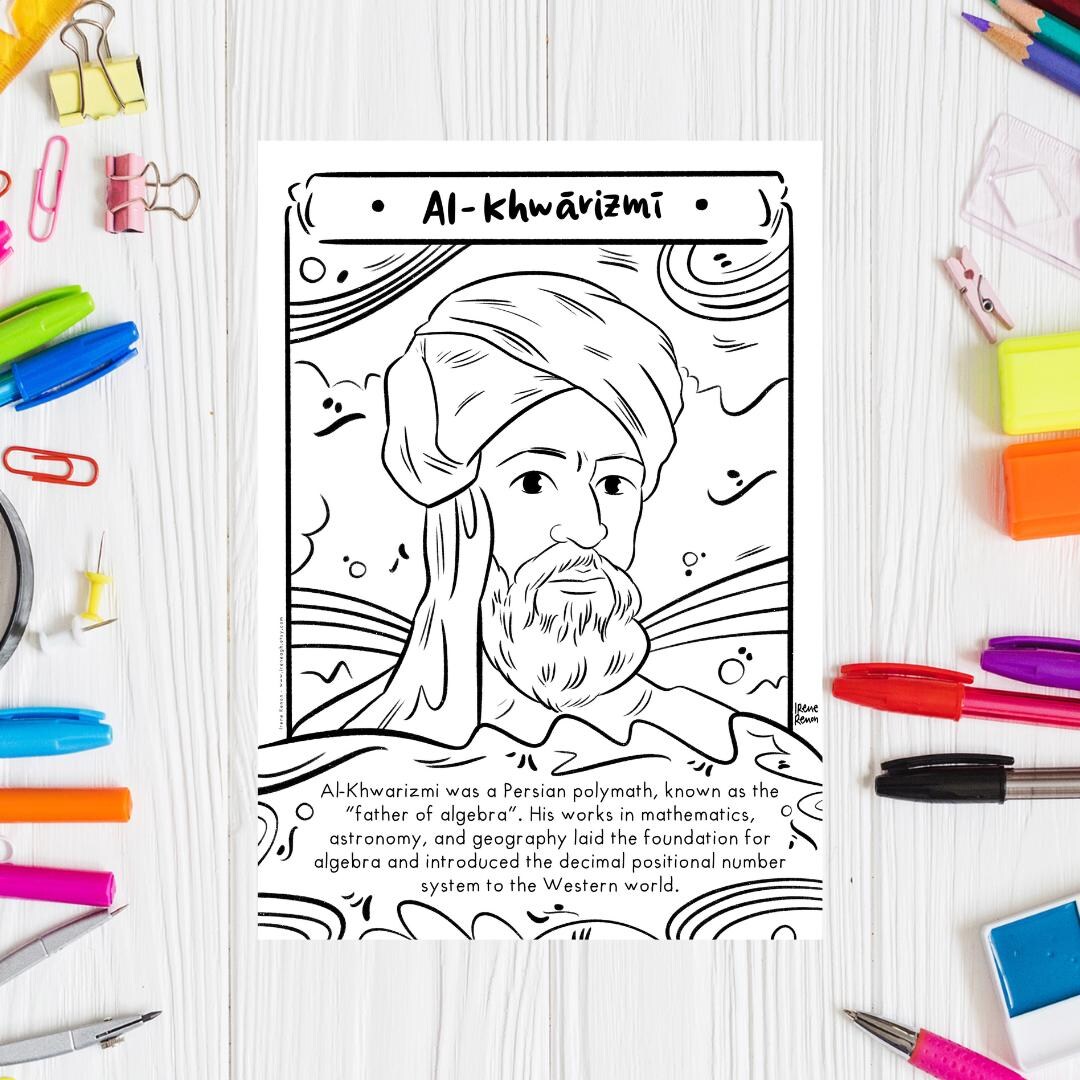 Al-khwarizmi Coloring Sheet Educational STEM Coloring Page PDF Science ...