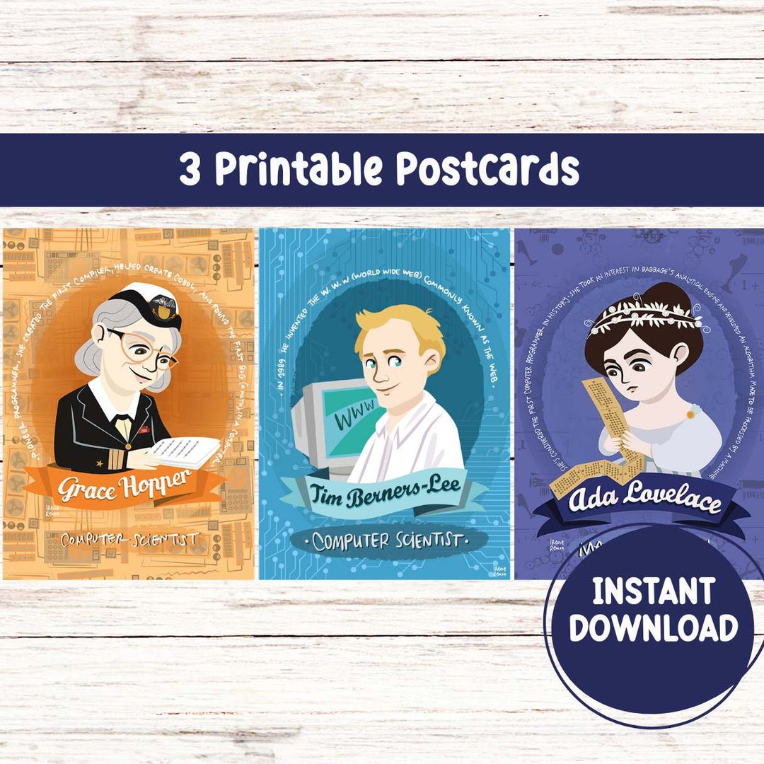 Science Icon Postcards: Famous Scientists STEM Decor (digital Download ...