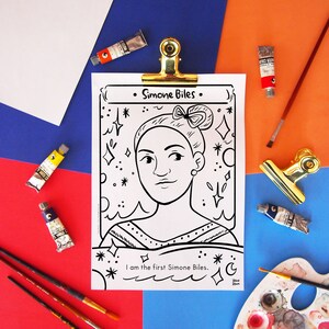 SIMONE BILES Coloring Page Women History Month Coloring Sheet Women in ...