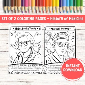 Printable Coloring Page Dr. Michael Debakey Coloring Sheet Dr. Helen ...