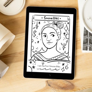 Coloring Page Simone Biles Women History Month Digital Coloring Page ...