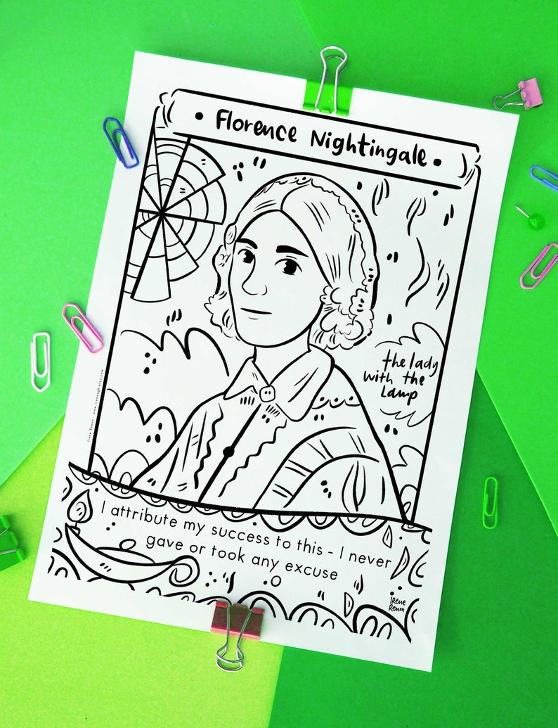 Florence Nightingale Coloring Page: Women in Medicine Printable ...