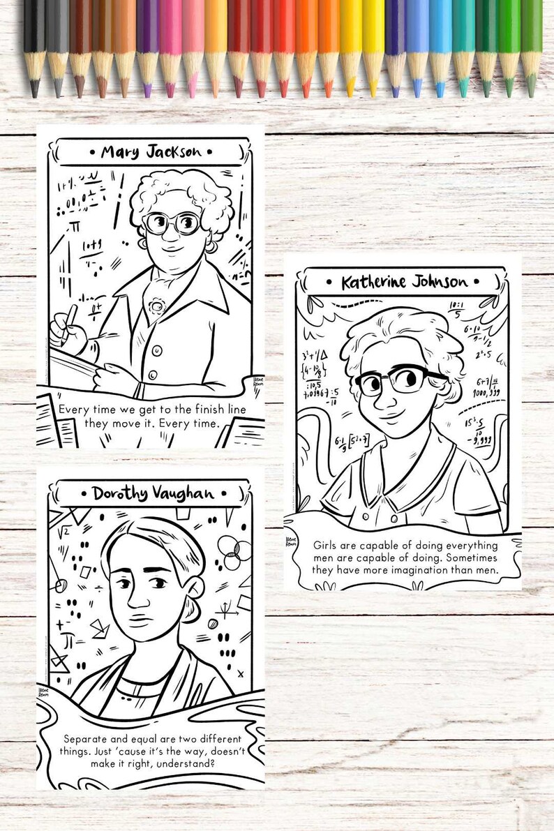 Hidden Figures Coloring Pages: Black History Month STEM Activity ...