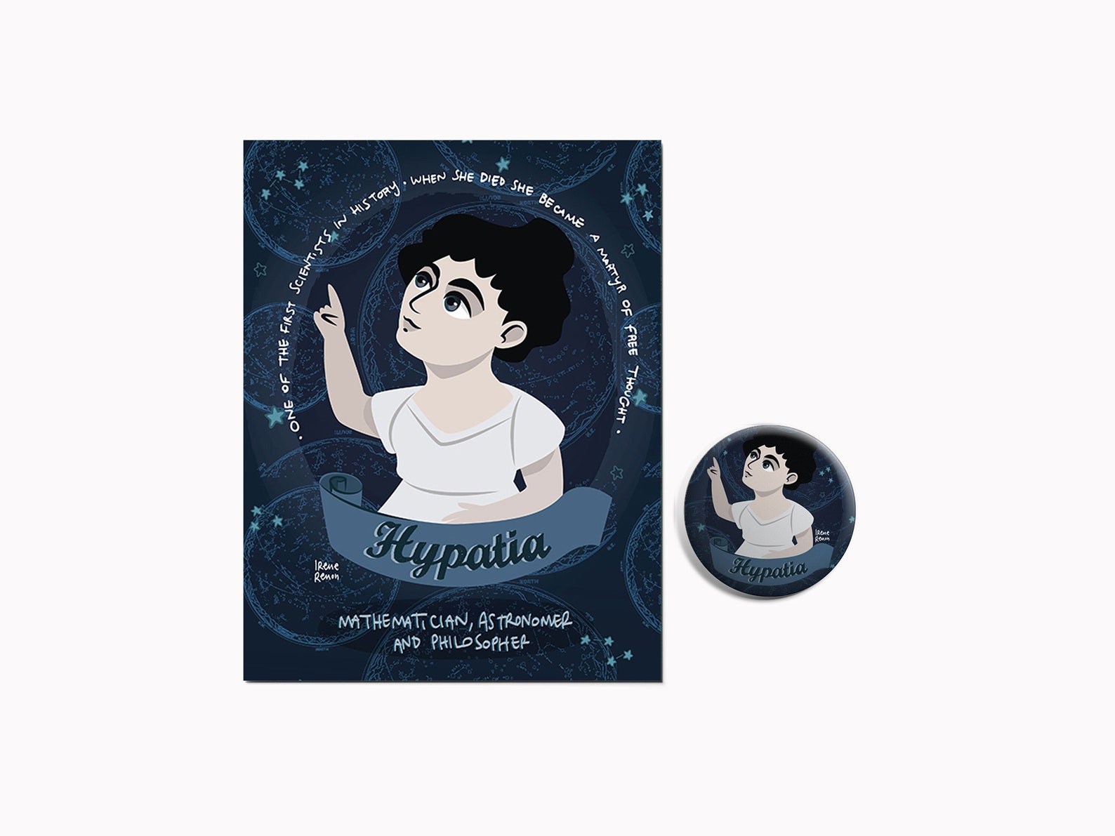 Hypatia Pin & Postcard Set: Gift for Scientist, Mathematician - Etsy