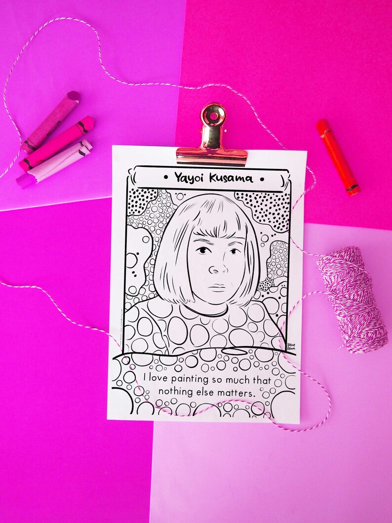 Yayoi Kusama Coloring Page Famous Artist Printable Drawing Coloring ...
