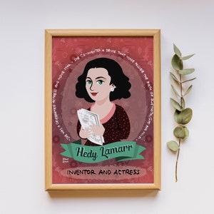 Inspirational Women Wall Art Science Poster Hedy Lamarr Famous Inventor ...