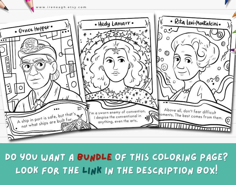 RITA LEVI MONTALCINI Coloring Page Printable Drawing Women - Etsy