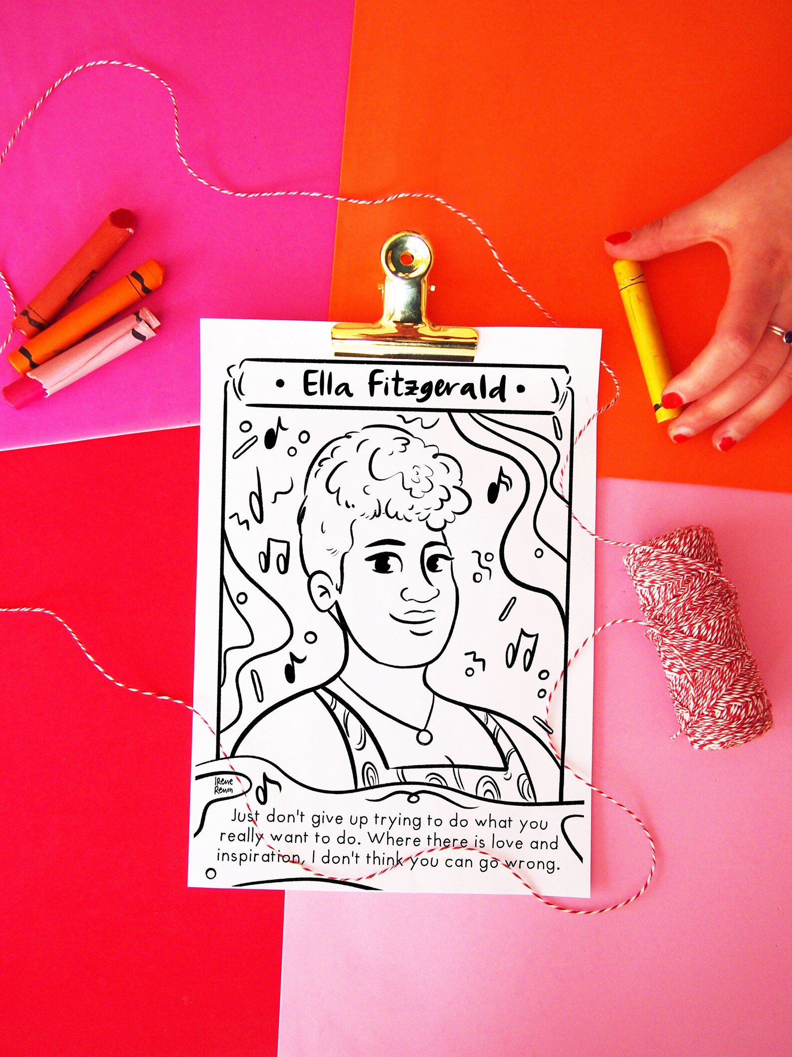 Ella Fitzgerald Coloring Page Jazz Icon Educational Printable Art ...