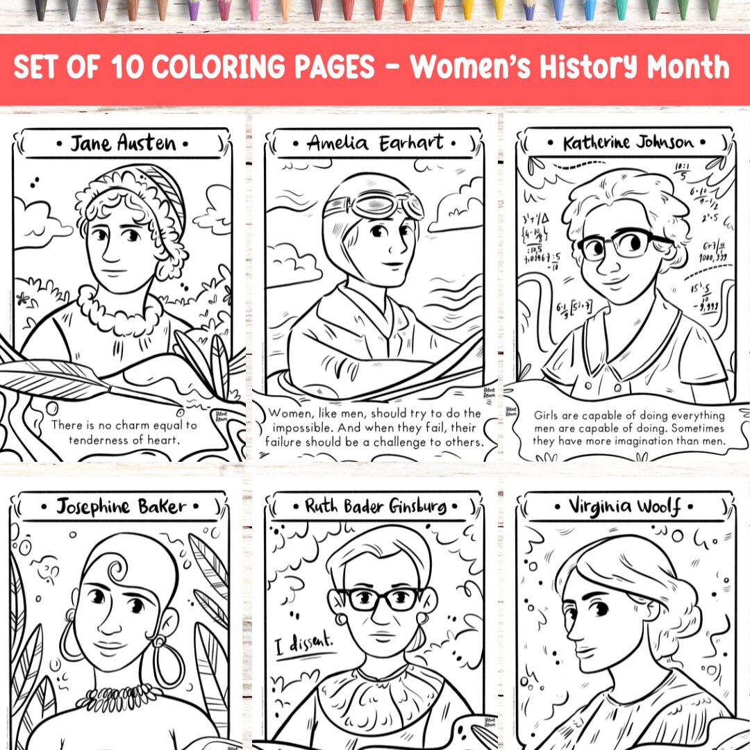 Women History Month Downloadable Coloring Pages Printable Coloring ...