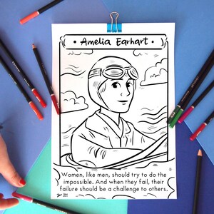 Amelia Earhart Coloring Page Women in History Printable Drawing Women ...
