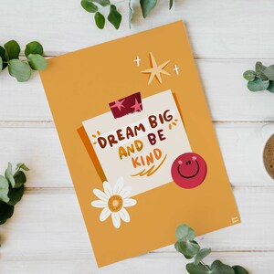 Dream Big Classroom Poster: 70s Style Nursery Decor (A4 Digital ...