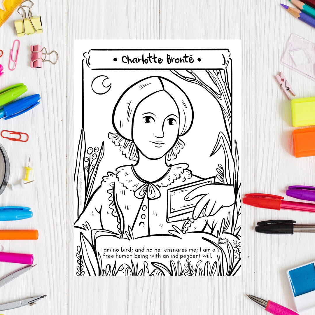 Women in Literature Charlotte Bronte Quote Coloring Page Downloadable ...