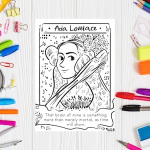 Ada Lovelace Coloring Page: Female Scientist Printable (digital ...