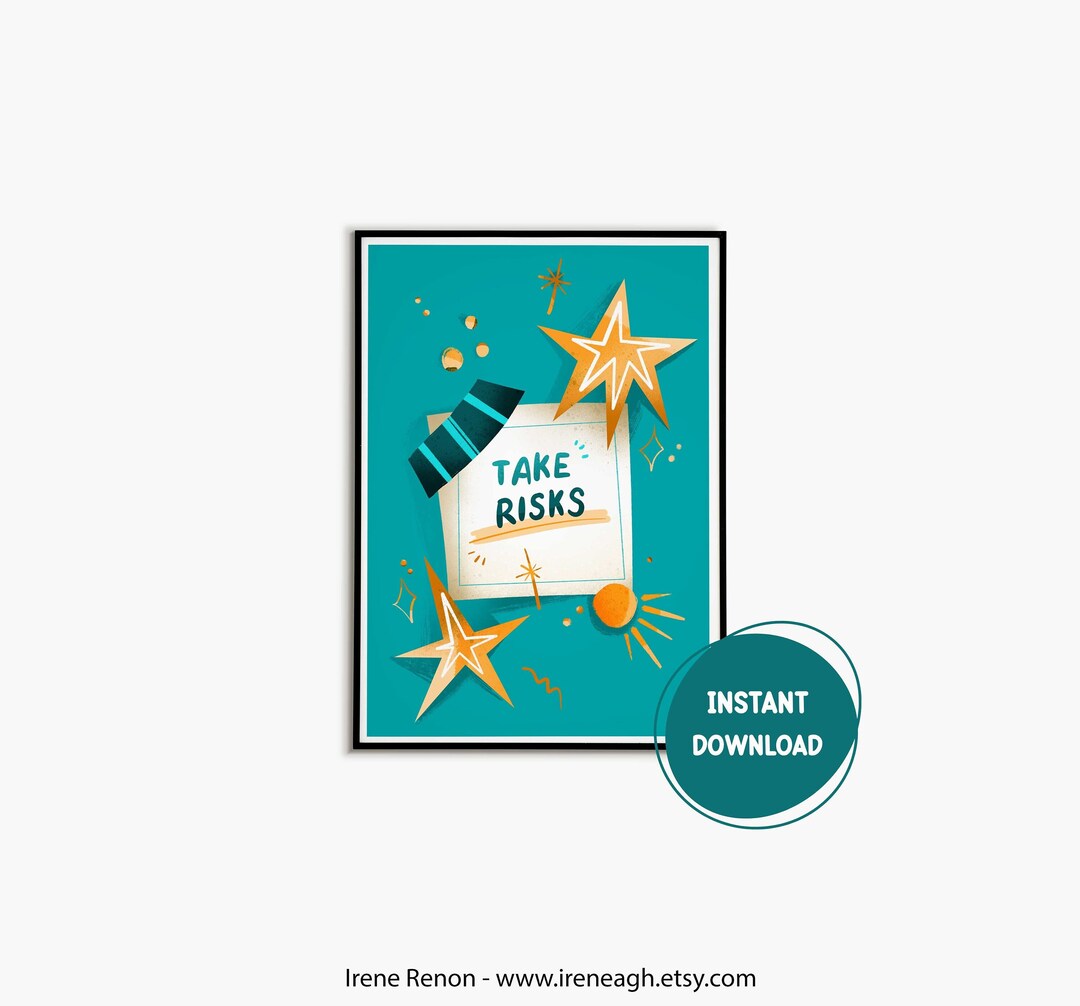 Classroom Poster Take Risk Printable Wall Art Motivational Quote ...