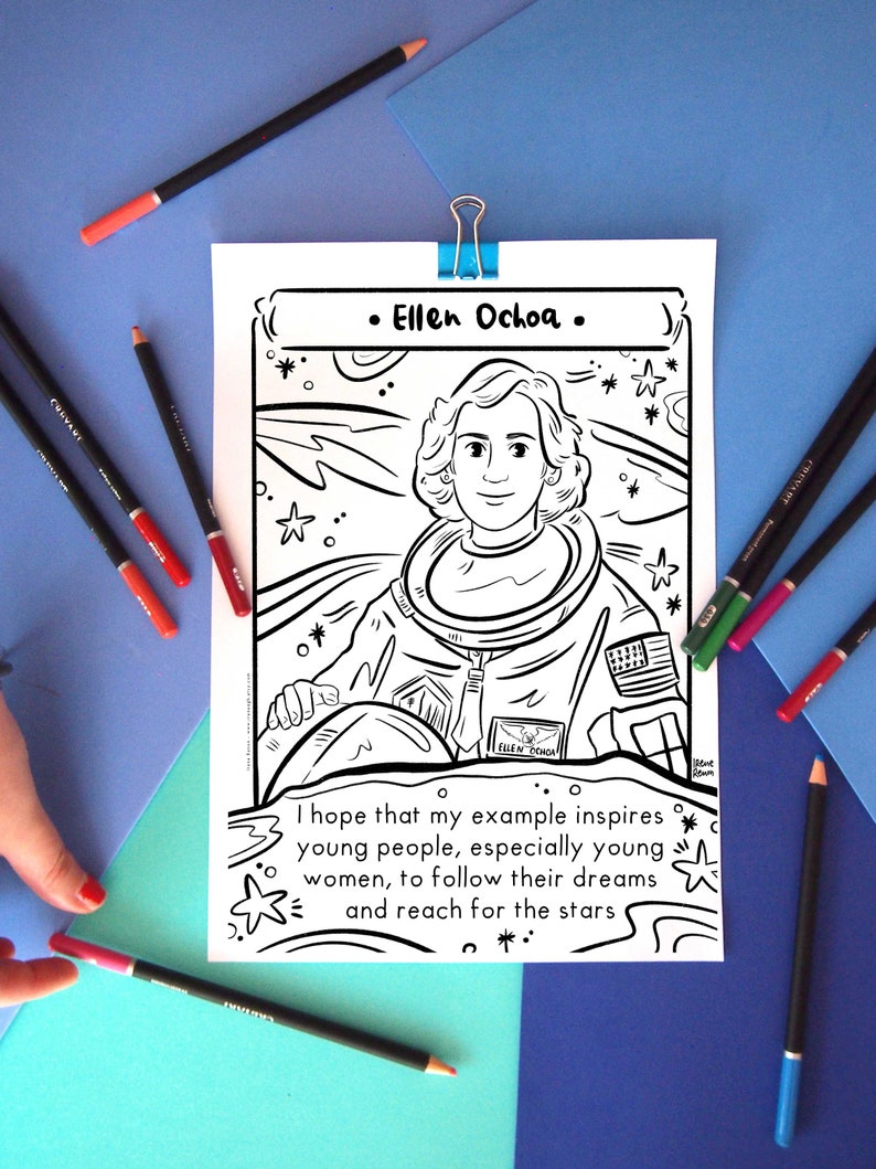 Ellen Ochoa Astronaut Coloring Page: Hispanic Heritage Month (digital ...